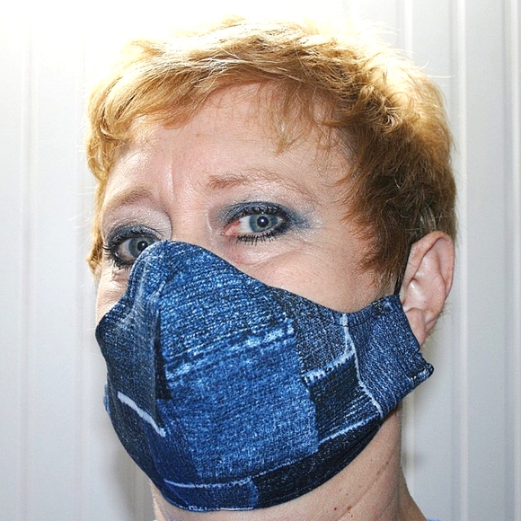 Hand Crafted | Accessories | Handmade Cloth Denim Patchwork Face Mask ...